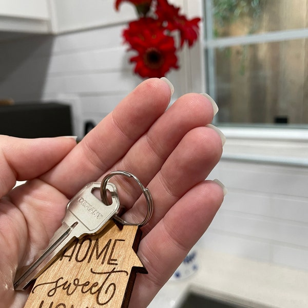 Home Sweet Home Wood Keychain, There's No Place Like Home Keychain ...