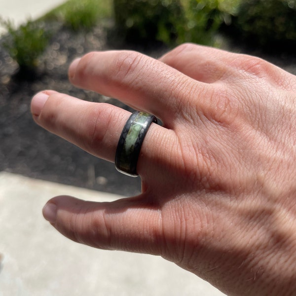 Dark Wood Cannabis Gold 24K Glow Titanium Ring, Weed Wedding Ring ...