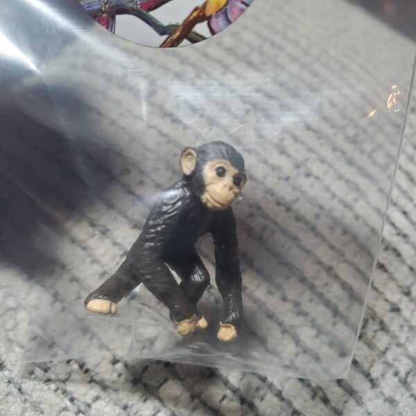Tiny CHIMP MINIATURE Animals Figurine Chimpanzee Figure Dollhouse Fairy ...