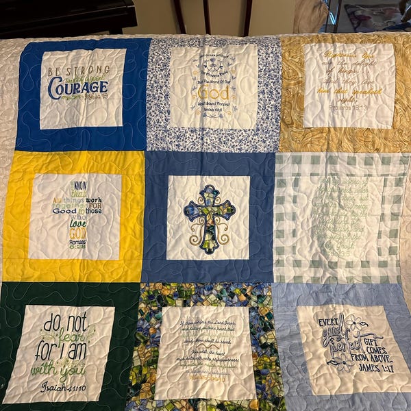 Embroidered Scripture Quilt, Bible Verses, Bible Blocks, Embroidery ...