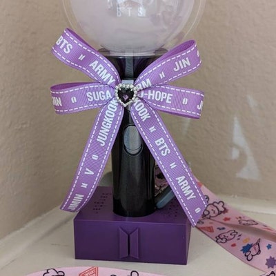BTS SUGA AGUST D Ribbon Bow Keychain Pendant Light Stick Lanyard ...