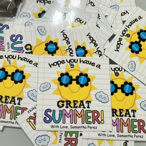 End of Year Tags, Sun Summer Gift Tags Teacher Thank You, Classroom ...