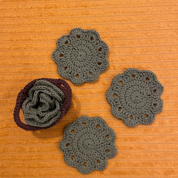 CROCHET PATTERN - Succulent Plant Pot Coaster Crochet Pattern Flower ...