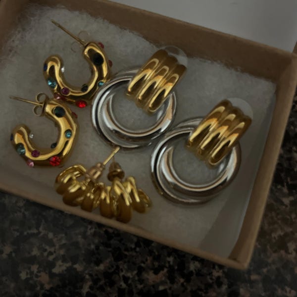 90s Chunky Curlicue Hoops Modernist Swirl Geo Geometric Gold Tone Hoops ...