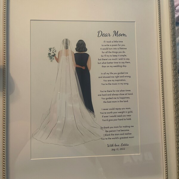 Mother of the Bride Poem From Daughter to Mom Mother of the Bride Gift ...