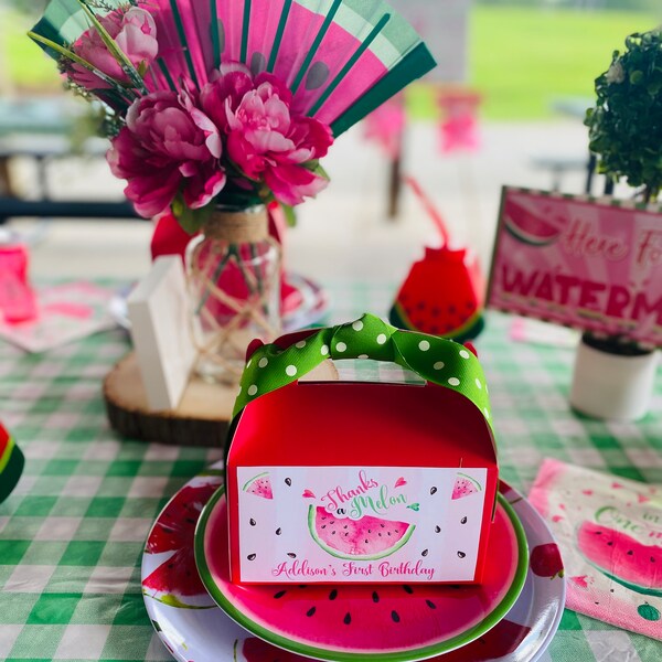 EDITABLE Watermelon Gable Gift Box Labels and Tags. Handle Favor ...