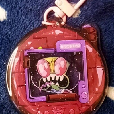 Alien Invader Zim Gir Tamagotchi Keychain - Etsy