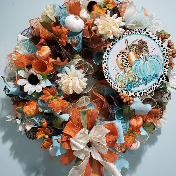 Leopard Welcome Pumpkins Wreath Sign - Etsy