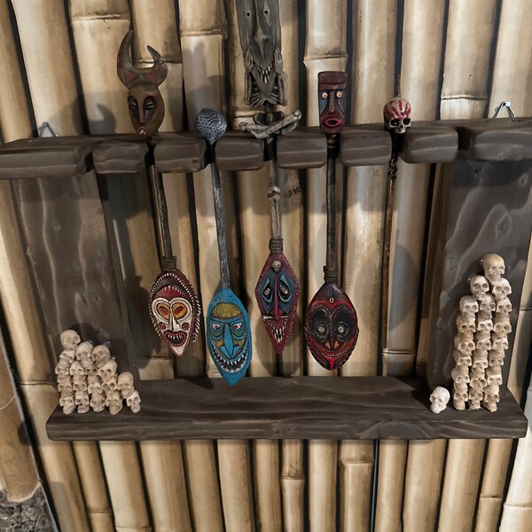 Tiki Swizzle Sticks, Moai and the Cannibal Handmade and Painted Paddle ...