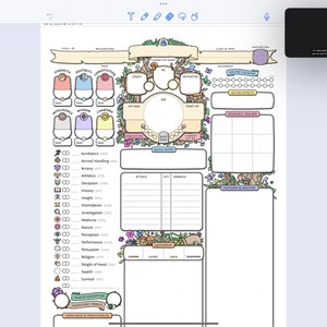 Dnd 5e Druid Wild Shapes: A4 Character Sheet PDF for Dungeons - Etsy