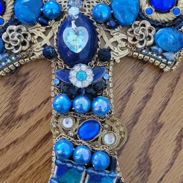 Bejeweled Cross, Hanging Memorial Cross, Vintage Jewelry Cross ...