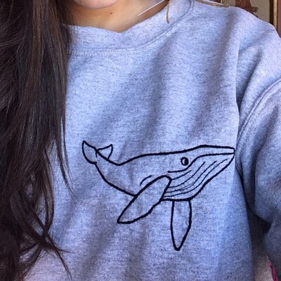 Killer Whale, Orca Embroidered Black Jumper - Etsy UK