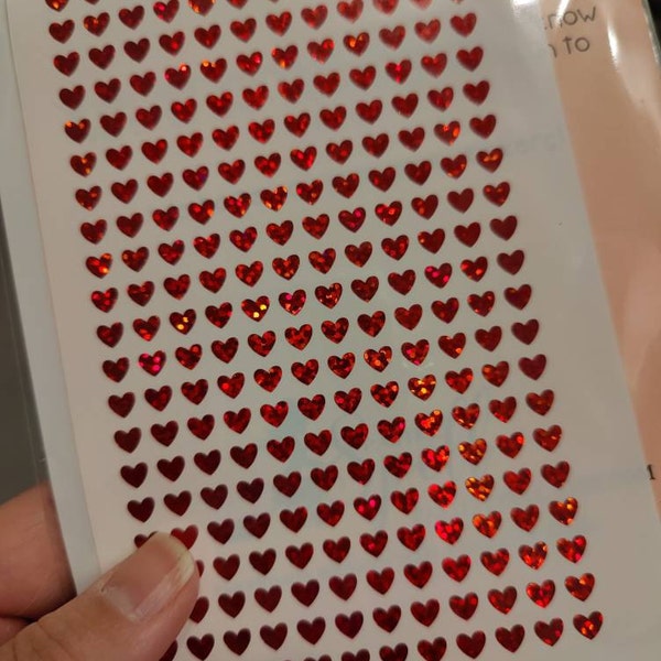 6mm Tiny Sparkly Red Heart Stickers, Vinyl Planner Stickers, Tiny Heart ...