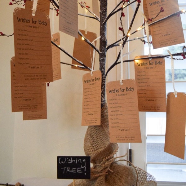 Wishes for Baby - Set of 12 Baby Shower Wishing Tree Tags - Wishes for ...