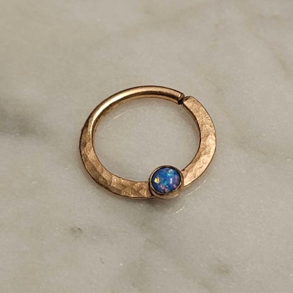 Blue Opal Septum Ring, Gold Filled Septum Ring, 8mm Gold Septum Ring ...