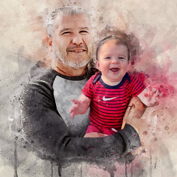 Painted Family Portrait, Loss of Father Gift for Daughter, Memorial ...