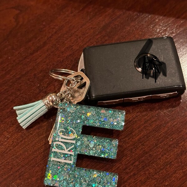 Custom Initial Keychain | Glitter Keychain With Name | Purse Charm ...
