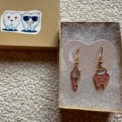 Dental Earrings, Floss, Molar Tooth, Toothbrush and Toothpaste, Tooth ...