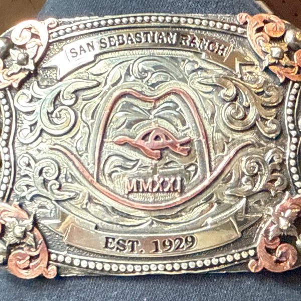 Trophy Western Belt Buckle Custom Made German Silver Hand Engraved ...