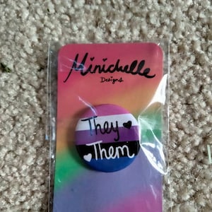 Genderfluid Pride Flag Pronoun Pin Back Button They/them She/him She ...