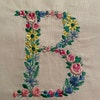 Machine Embroidery LETTER B Uppercase 10cm / 4" Tall Dainty Floral Font ...