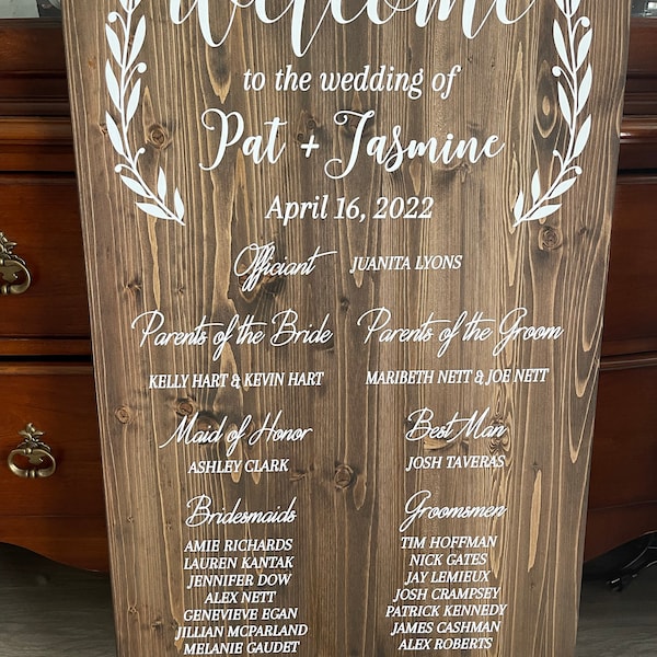 Bridal Party Sign | Wedding Program Sign |wedding Welcome Sign ...