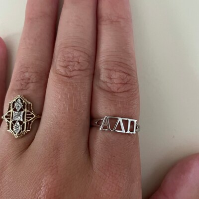 Alpha Delta Pi Sterling Silver Ring With Cut-out Greek Letters // ΑΔΠ ...