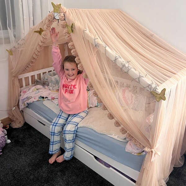 Kids Bed Canopy for Girls, Soft Smooth Play Tent, Crib Netting, Reading ...