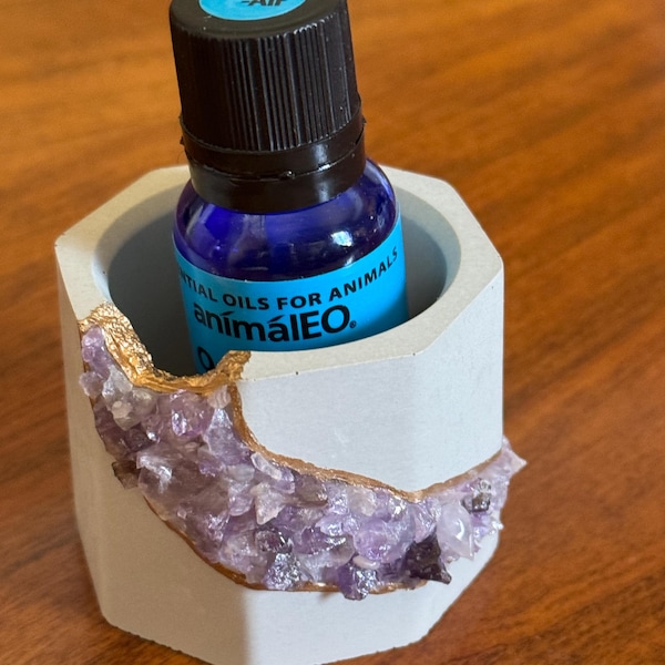 Amethyst Geode Mini Planter, Modern Concrete Plant Pot, Crystal Air ...