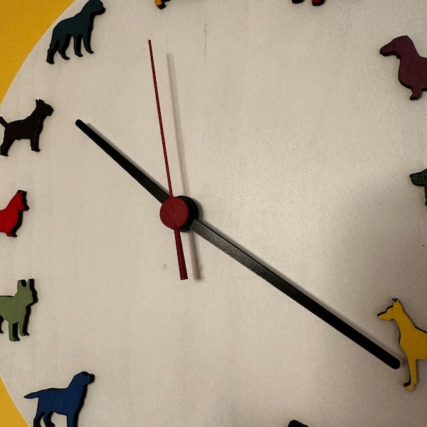 White Clock With Colored Dogs, Wall Hanging Colorful Dogs Clock, Eco ...
