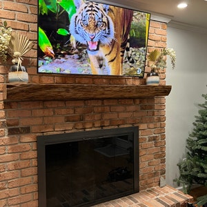 Custom Floating Solid Walnut Mantel All Custom Made Floating Live-edge ...