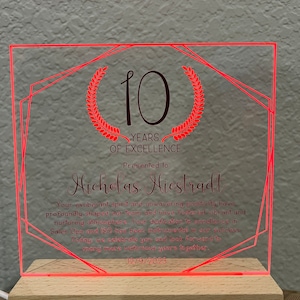 Personalized Work Anniversary Plaque Employee Recognition Appreciation Award Workiversary 25 ...