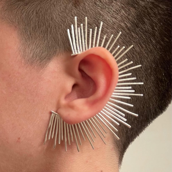 Rising Sun Ear Cuff | 22kt Gold, Silver, Black Rhodium & Rose Gold ...