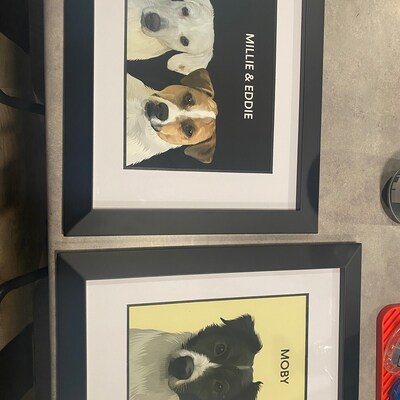 Custom Pet Portrait Framed Dog Portrait Digital Dog Art Pet Commission ...