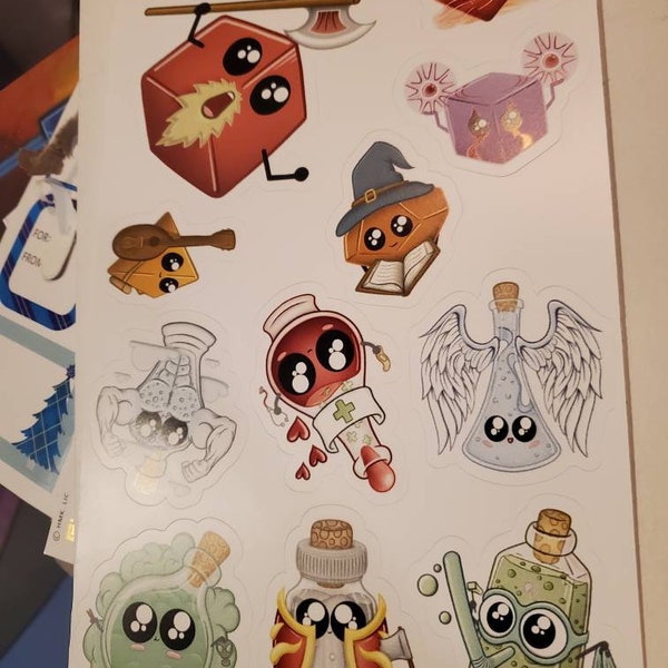 Cute Dice Sticker Packs | Cute Dnd Gift | Kawaii Gift for Dm | Dungeons ...