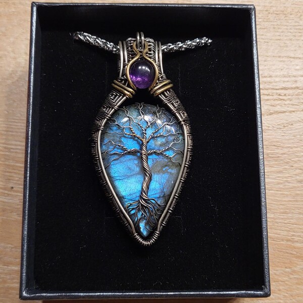 Moonstone Tree of Life Pendant, Wire Wrapped Necklace, Handmade Crystal ...