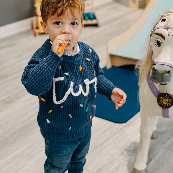 Custom "big Sis" Hand Embroidered Sweater - Etsy