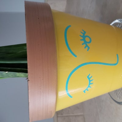 Face Decal for Flower Pot Vinyl Decal Flower Pot Sticker Gardening ...