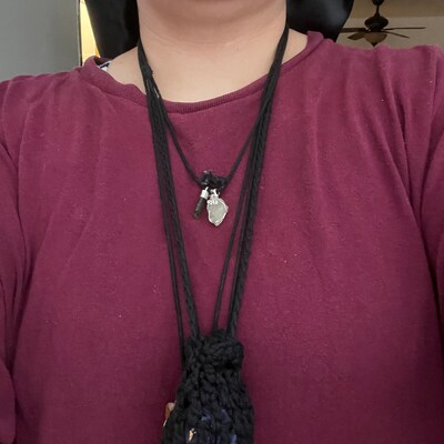 Drawstring Crystal Pouch Necklace, Healing Crystal Pouch Necklace ...