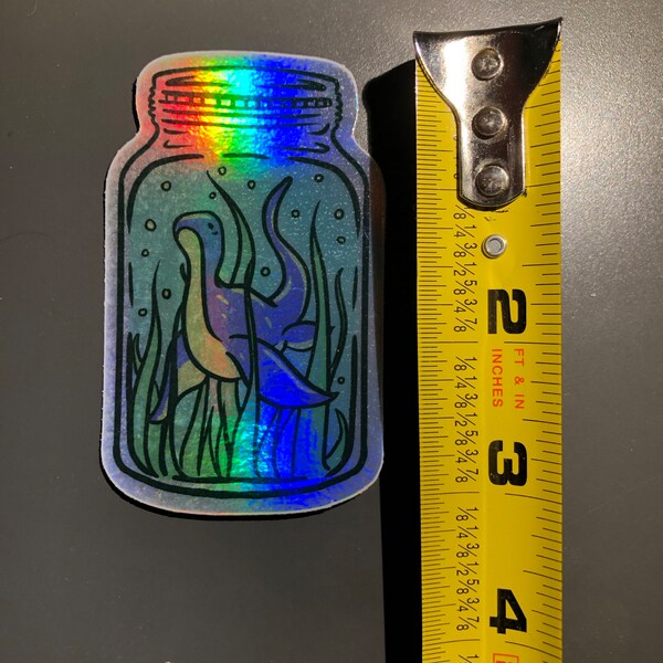 Cryptid Buddy Holographic Sticker Fantasy Art Loch Ness Monster Jar ...