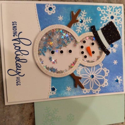 Snowman SHAKER Card Handmade Christmas Cards Bundle Christmas Card Pack ...