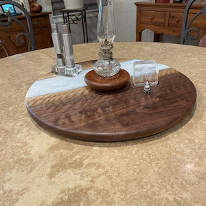 Customizable Walnut & Epoxy Lazy Susan Dark Wood Home Decor Perfect ...