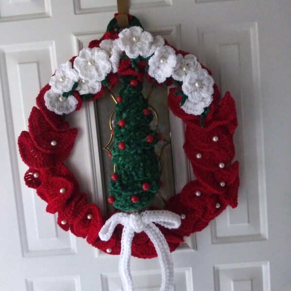 Peppermint Style Crochet Christmas Pillow - Etsy