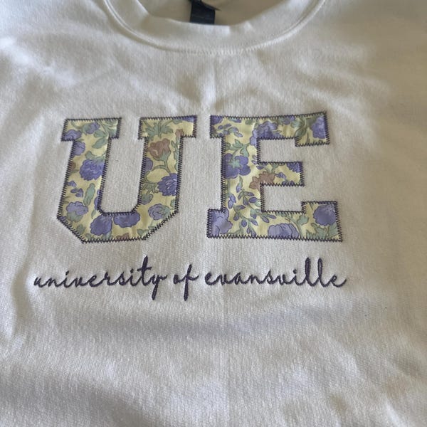 Custom College Applique Embroidered Sweatshirt, Custom College Crewneck ...