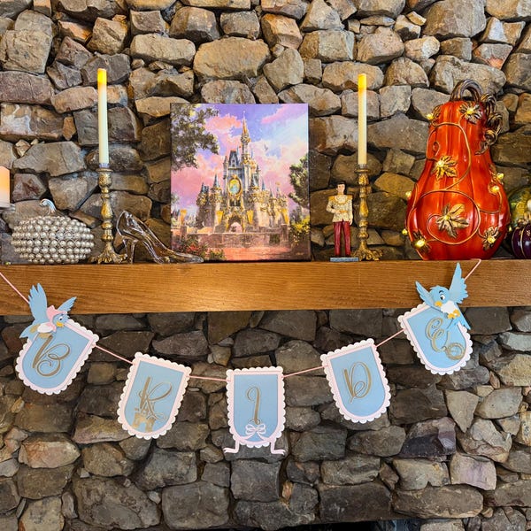 Cindirella Birthday. Bannercinderell, Cake Topper Set. Cinderella ...