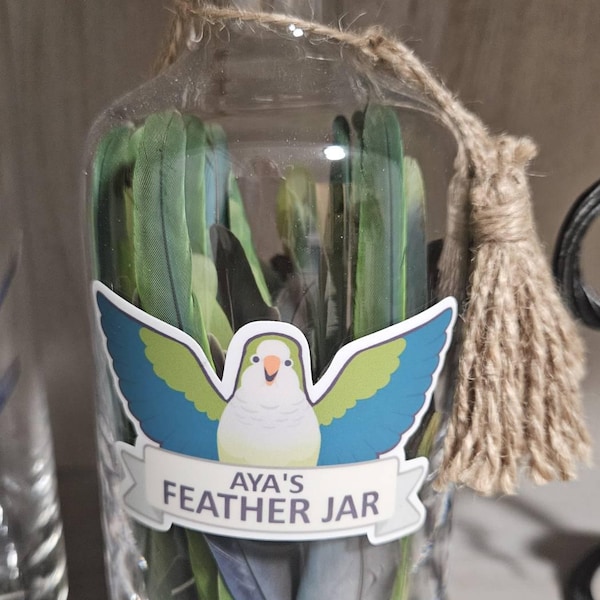 Custom Feather Jar Sticker for Parrots - Etsy