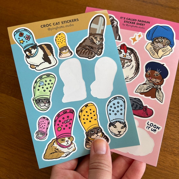 Croc Cat Meme Sticker Sheet – Sad Cat Sticker, Pope Cat Meme Sticker ...