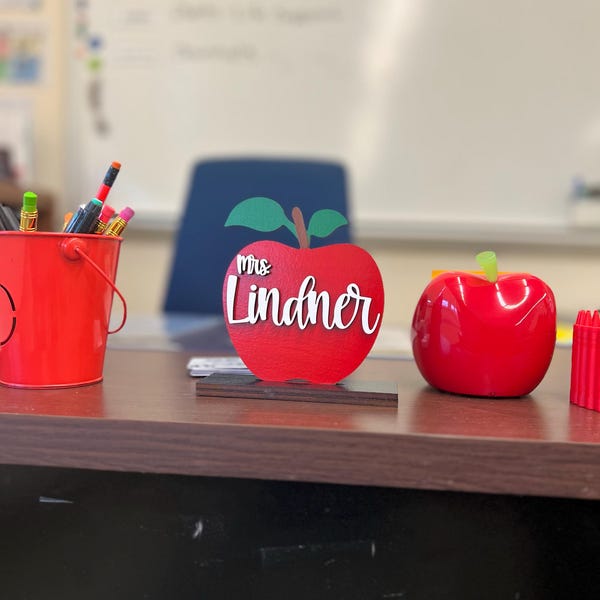Personalized Apple Name Plate, Teacher Name Plate, Back to School ...
