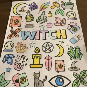 Divination-planchette Coloring Page-witchy Coloring | Etsy