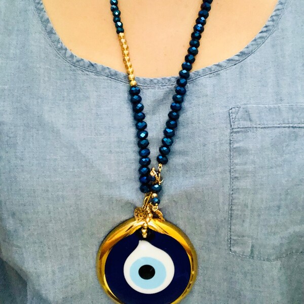 Large Gold Evil Eye Bead Wall Hanging, 7cm Turkish Evil Eye Charm for ...